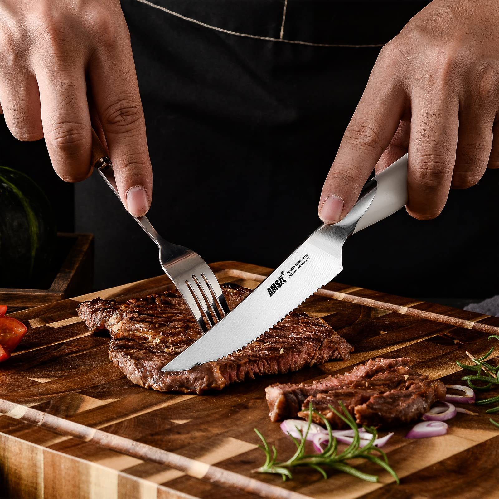 AMSZL Knife Set - Sharp Kitchen Knife Set of 5 - Dishwasher Safe Kitchen Knives - German Stainless Steel Chef Knife Set - Professional Knife Set - Cooking Knife Set - Cutting Knife Set