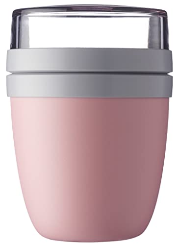 MEPAL, Lunchpot with 2 Lids, a Detachable Small Storage Container for Nuts or Fruit, Portable, BPA Free, Nordic Pink, 500ml+200ml|17oz + 6.7oz, 1 Count