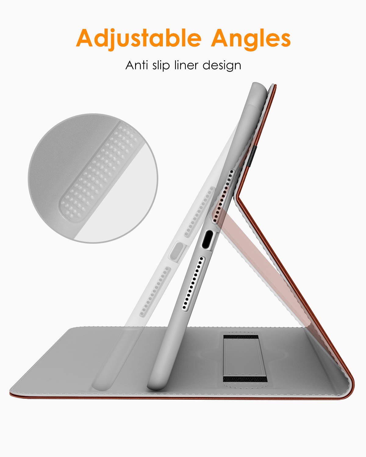 DTTO for iPad 9.7 Inch 5th/6th Generation 2018/2017 Case with Apple Pencil Holder, Premium Leather Folio Stand Cover Case for Apple iPad 9.7 inch, Also Fit iPad Pro 9.7/Air 2/Air - Brown