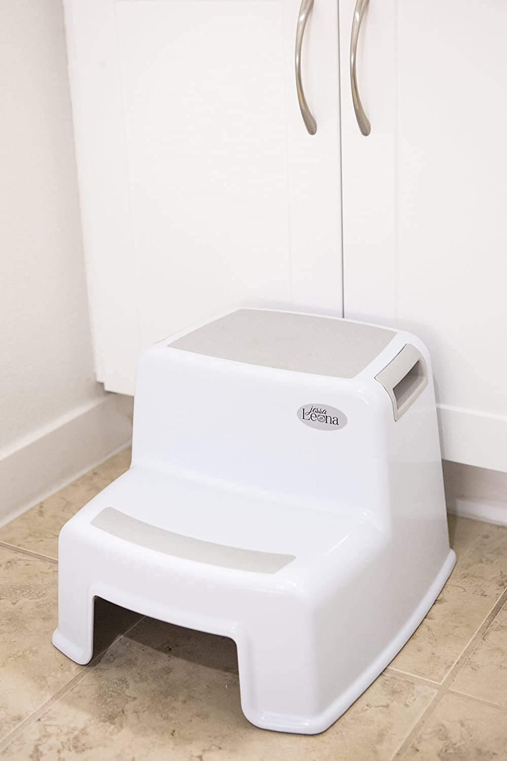 Dual Height 2 Step Stool for Kids | Slip Resistant Soft Grip Toddler's Stool for Potty Training and Use in The Bathroom or Kitchen | BPA Free for Comfort and Safety (2 Pack, Grey)