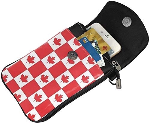 Canadian Flag Women Soft PU Leather Cellphone Purse Wallet Handbag Small Crossbody Shoulder Bag