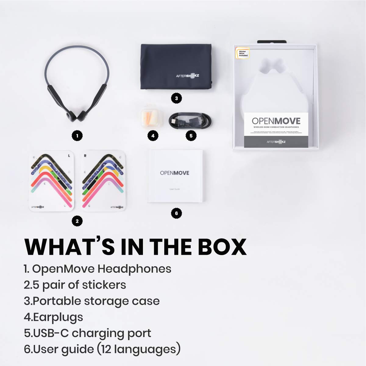 Aftershokz OpenMove Wireless Bone Conduction Open-Ear Bluetooth Headphones Includes Pack