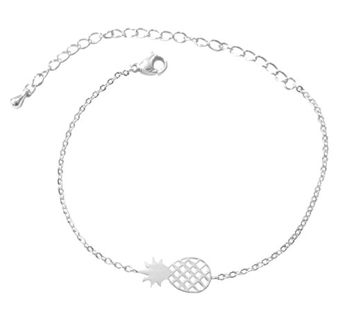 Altitude Boutique Pineapple Bracelet, Hawaii Bracelet, Fruit Bracelet Charms, Tropical Bracelet for Women (Silver)
