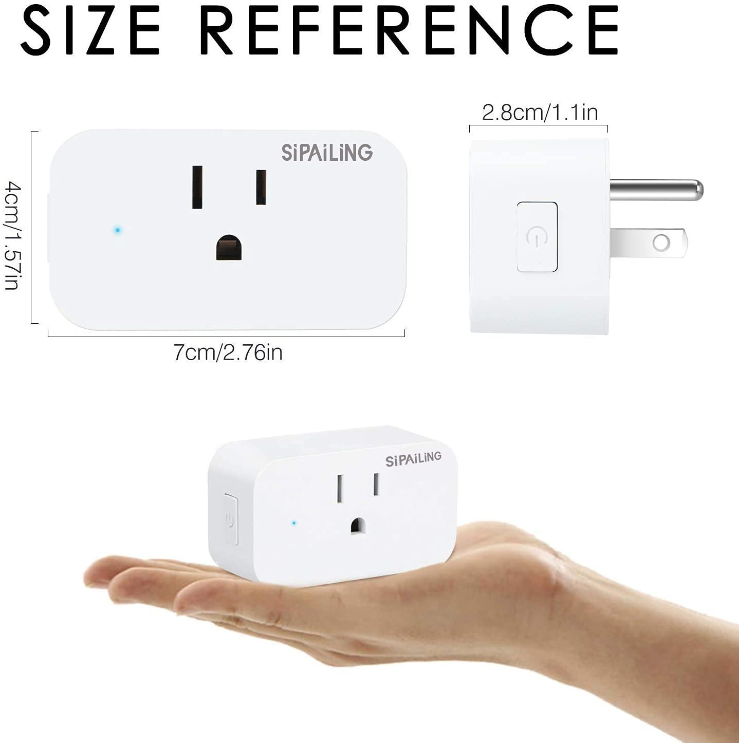 APP Updated SIPAILING 15A WiFi Smart Plugs Outlets, Mini Smart Socket Compatible with Alexa Echo Google Home, no hub Required -Timer Scene Setting Function(1pcs)