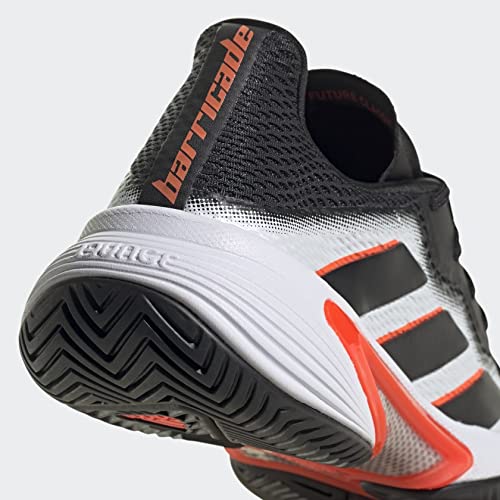 adidas Men's Barricade Tennis Shoe, White/Core Black/Solar Red, 9