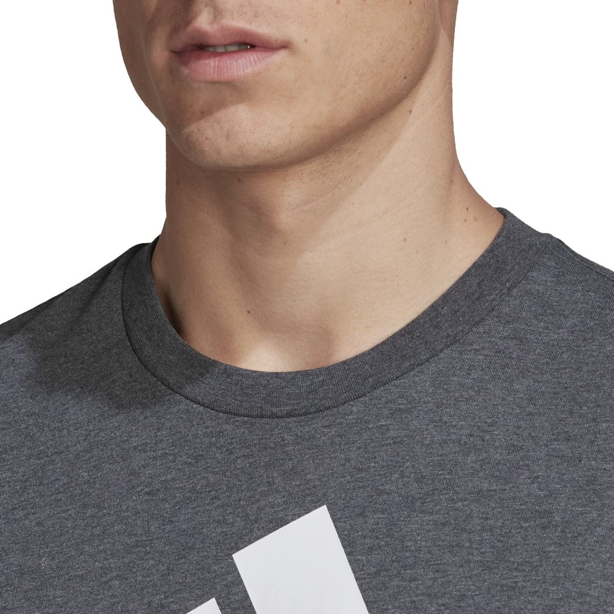 adidas Men's Basic Badge of Sport T-Shirt, Dark Grey Heather/White, 4X-Large