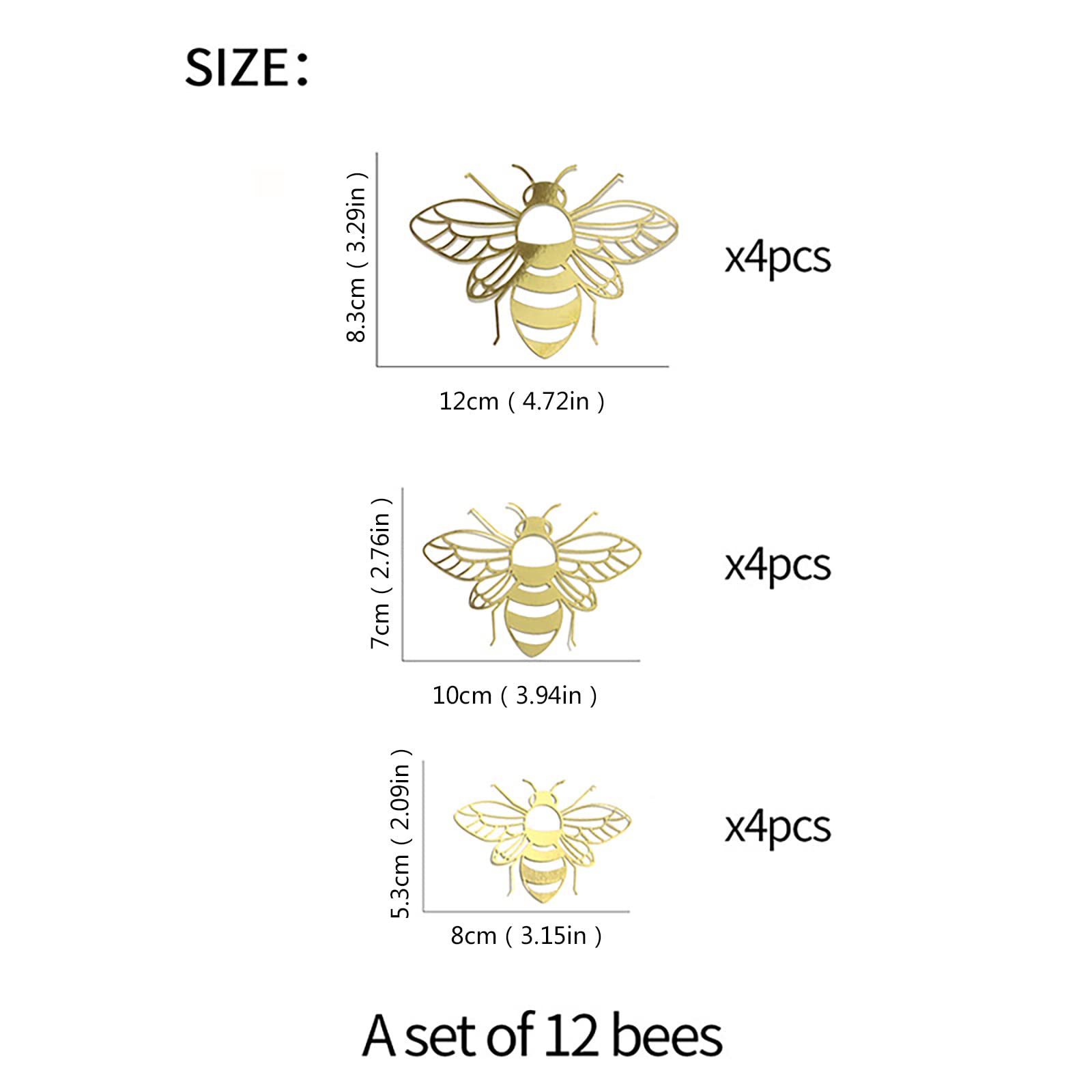 Bee Wall Decals Honey Bee Wall Decor Bee Wall Stickers Gold Honey Bee Decals,Honeycomb Wall Decals,Removable DIY Bee Decoration Decals for Kids Bedroom Living Room Nursery Playroom Decorations (A)