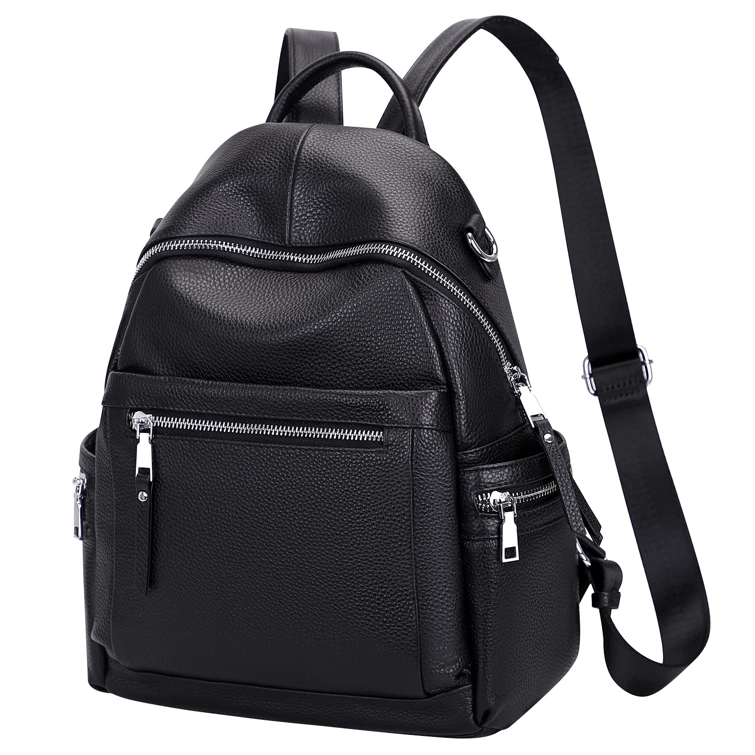 ALTOSY Leather Backpack for Women Convertible Backpack Purse Fashion Shoulder Bag (S105 Black)