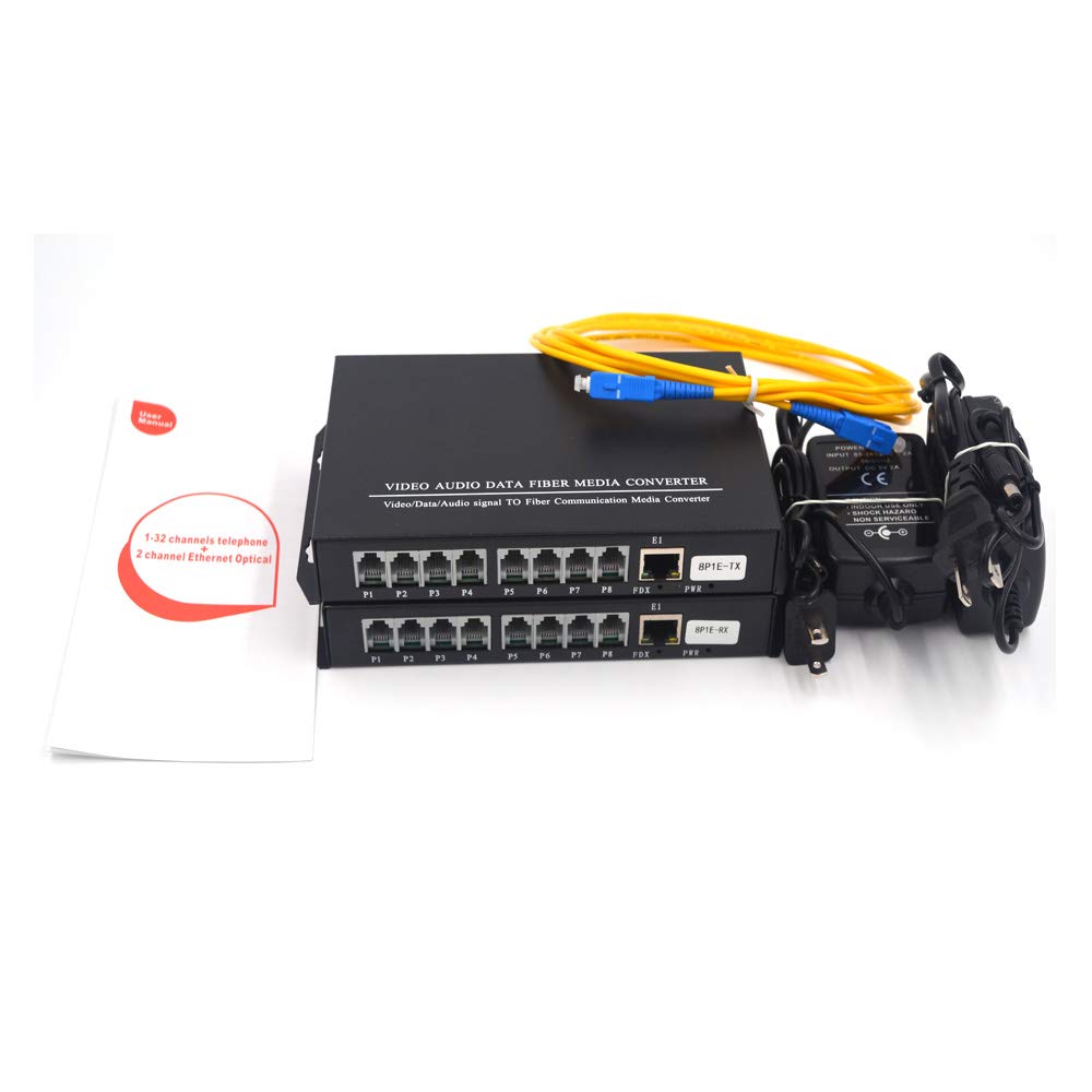 Primeda-telecom Telephone Extenders - 8 Channels PCM Voice Telephone over Fiber Optic up 20Km with 10/100Mbps Ethernet