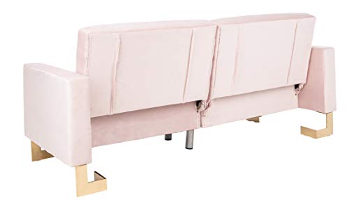 Safavieh Home Tribeca Glam Blush Velvet and Brass Foldable Sofa Bed