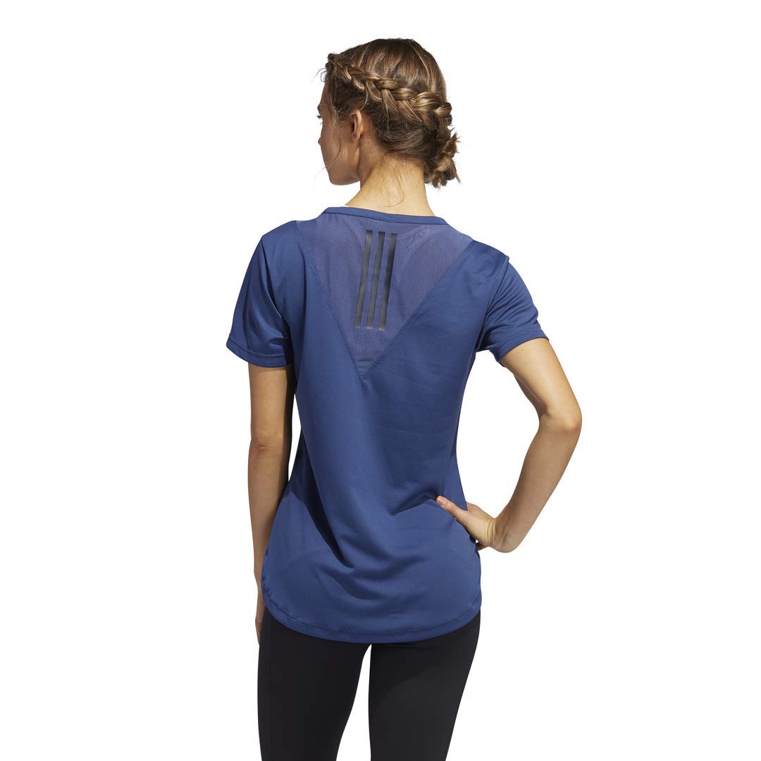 adidas Women's Training 3-Stripes Tee HEAT.RDY Sky Tint Small