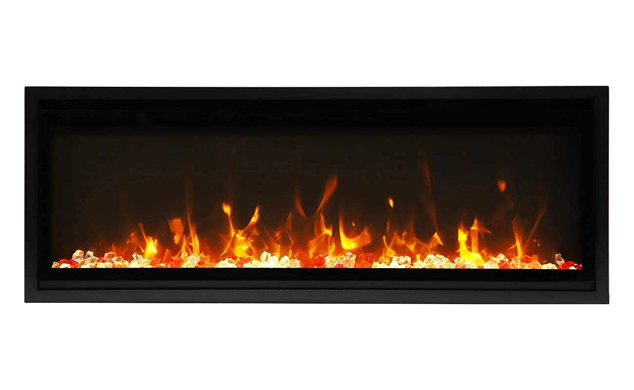 60" Extra Slim Indoor Only Electric Fireplace with Black Steel Surround