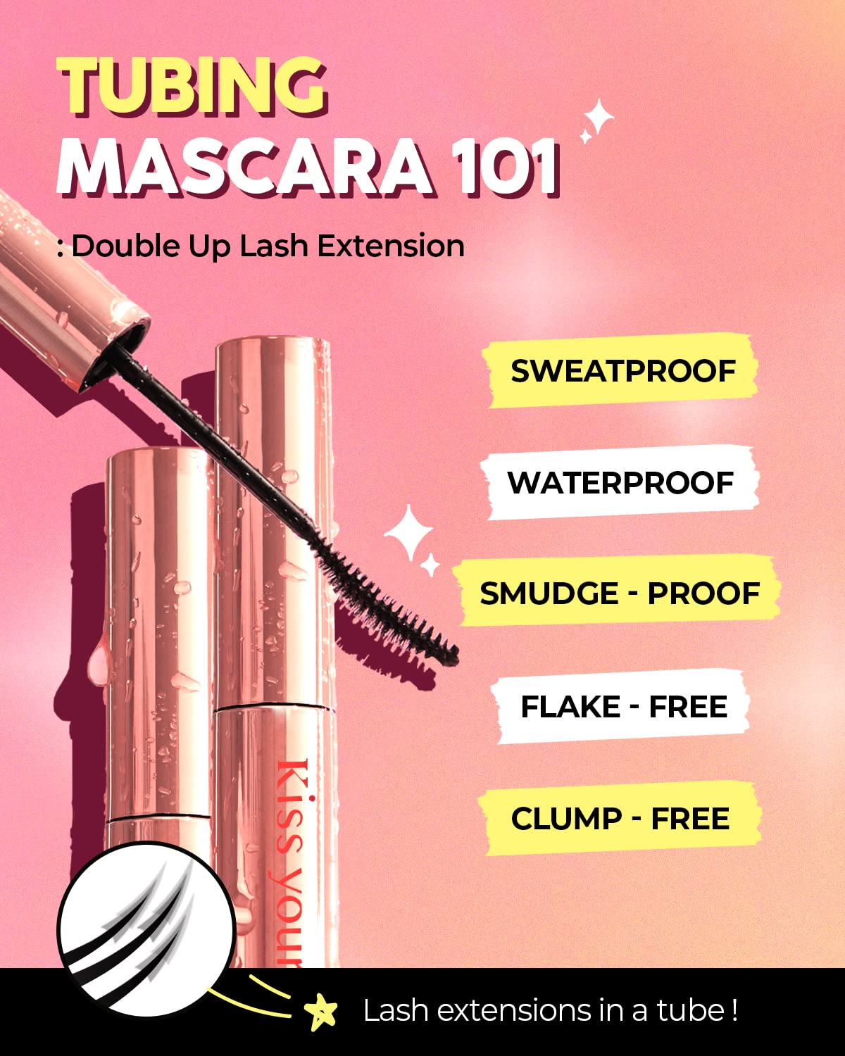 AMTS x Webtoon True Beauty, Natural Lengthening Black Mascara Volume and Length, Tubing Mascara Waterproof, Lash Extension, No Smudge, No Flaking, Korean Makeup Kbeauty Kdrama