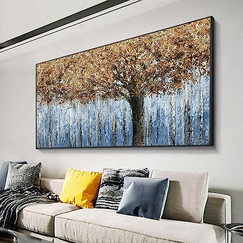 Abstract Large Size Trees Oil Painting Hand Painted Canvas Painting Modern Decorative Wall Art,27inx54in,No Frame