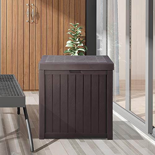 Autlaycil 52 Gallon Small Deck Storage Box -Waterproof Outdoor Toy Storage Box β Perfect to Store Garden Tools and Pool Toys(Brown)