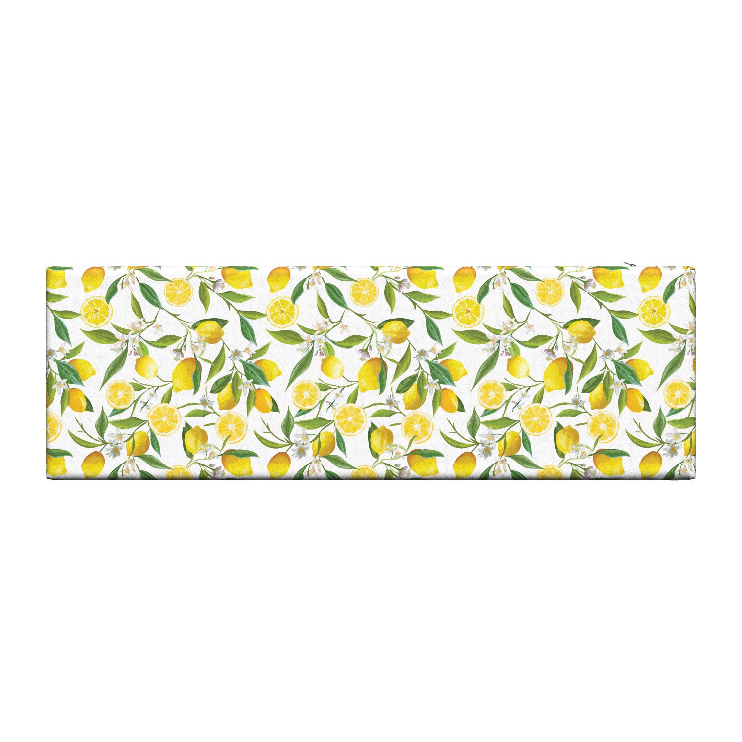 Ambesonne Nature Bench Cushion, Exotic Lemon Tree Branches Yummy Delicious Kitchen Gardening Design, Standard Size Foam Pad with Decorative Fabric Cover, 45" x 15" x 2", Fern Green Yellow White