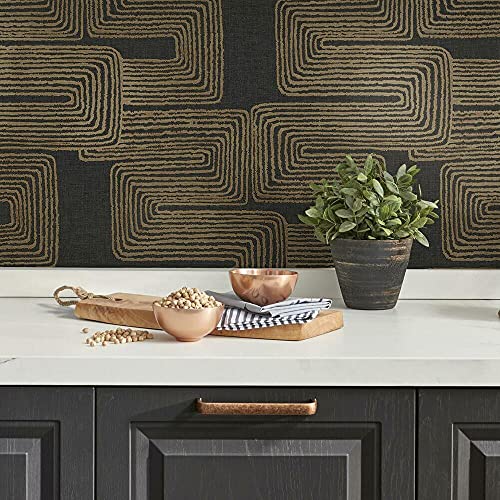RoomMates RMK12213PL Nikki Chu Black and Metallic Gold Zulu Signature Peel and Stick Wallpaper