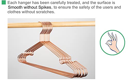 Koobay 16.5” Rose Gold Shiny Metal Wire Clothes Hangers, 10-Pack, Non Slip Shoulders for Shirts Coat Slacks Storage Display (10)