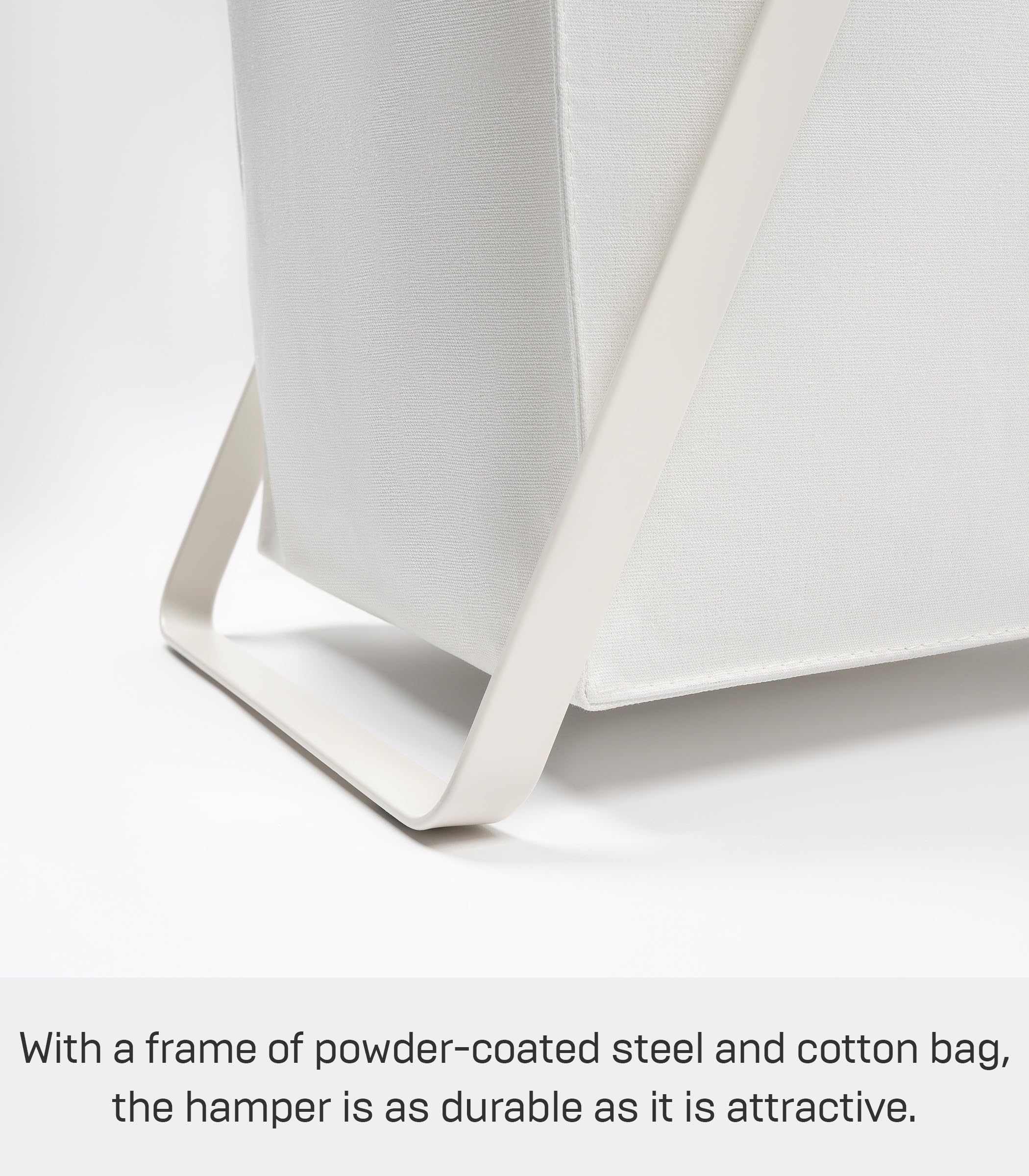 Yamazaki Home Laundry Hamper Clothes Basket Liner | Steel + Cotton, Medium, White