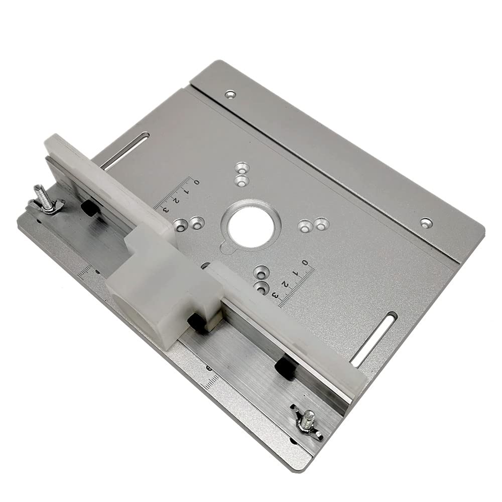 Aluminum Router Table Insert Plate W/Miter Gauge for Woodworking Benches Table Saw Multifunctional Trimmer Engraving Machine (Type-A)
