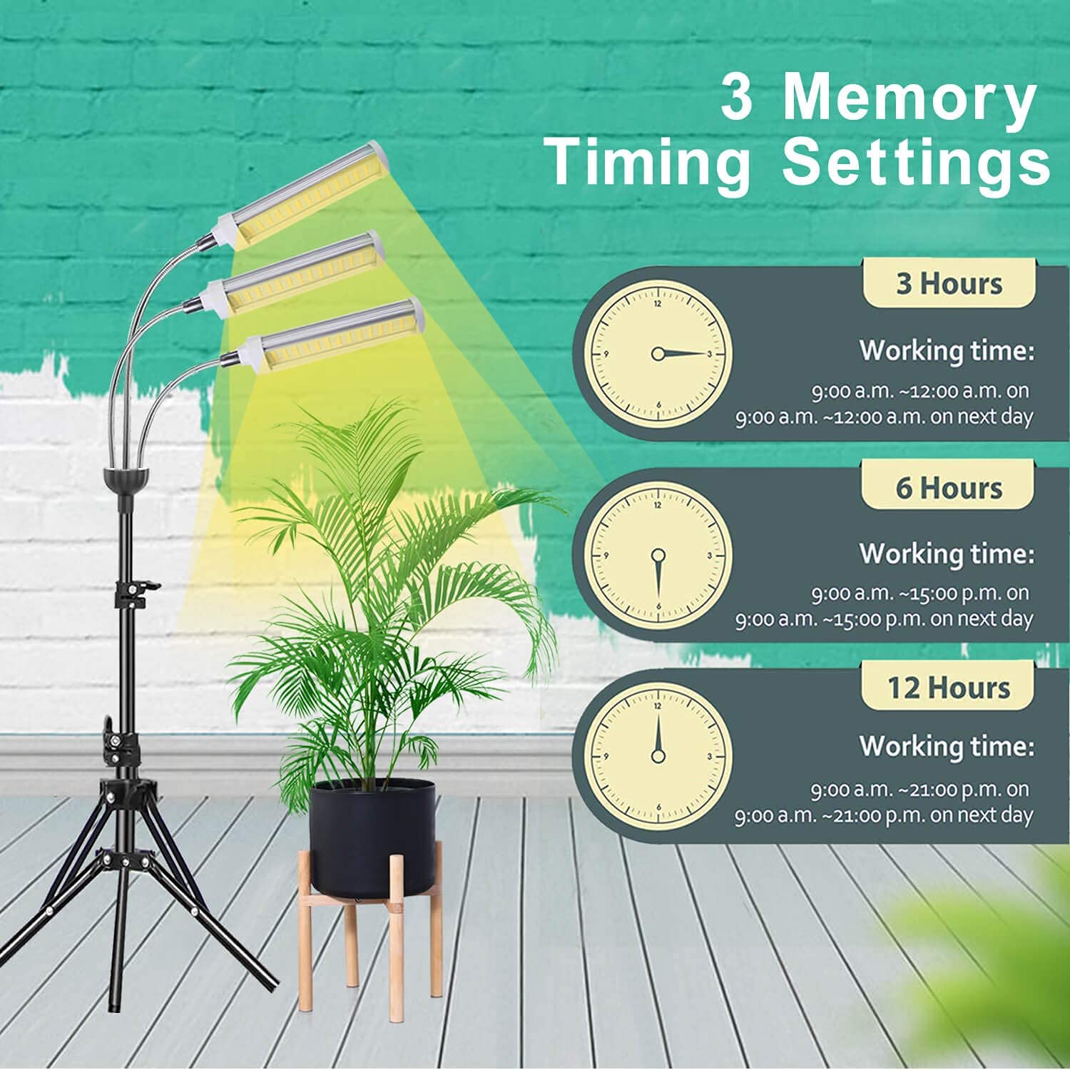 Abonnyc Grow Light for Indoor Plants with 47''inch Stand Plant Lights Full Spectrum Timer for Seedlings, 3 Switch Modes,15-47 inch Adjustable Tripod Stand & Gooseneck for Various Larger Plants