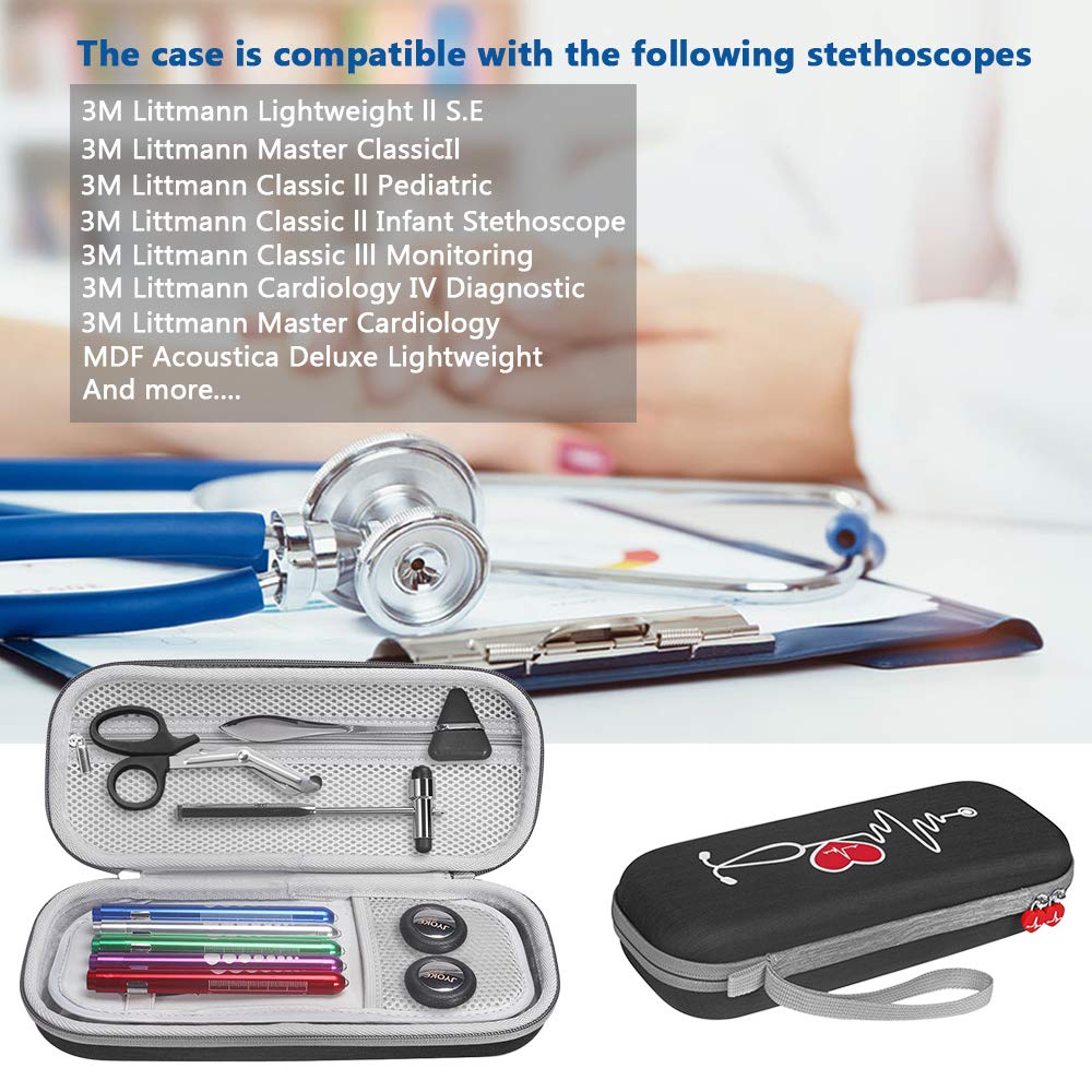 Zaracle Carry Case Storage Bag Protect Pouch Sleeve Box Case for 3M Littmann Classic III Stethoscope.Fits Prestige Taylor Percussion Hammer and Nurse LED Medical Penlight