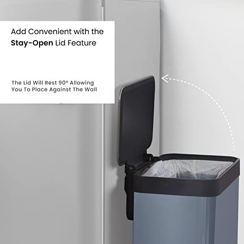 Home Zone Living 18.5 Gallon Large Capacity Kitchen Trash Can, Tall Stainless Steel Liner-Free Body, 70 Liter Capacity, Matte Black, Virtuoso Series
