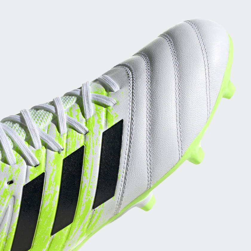 adidas Men's Copa 20.3 Firm Ground Soccer Shoe, White/Black/Signal Green, 9 M US