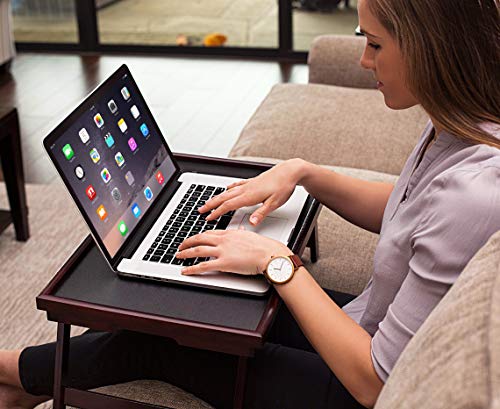 BIRDROCK HOME Bamboo Lap Tray with Black Top - Work from Home - Foldable Breakfast Serving Bed Tray - Lap Desk with Wide Tilting Top - Laptop Computer Stand for Couch Bed Chair - TV Tray
