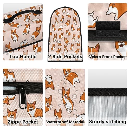 Cartoon Corgis Dog Pattern Stand Mixer Cover Foldable with Zipper and Handle Dust Cover Compatible With 6-8 Quart Kitchen Mixers Fits All Tilt Head & Bowl Lift Models