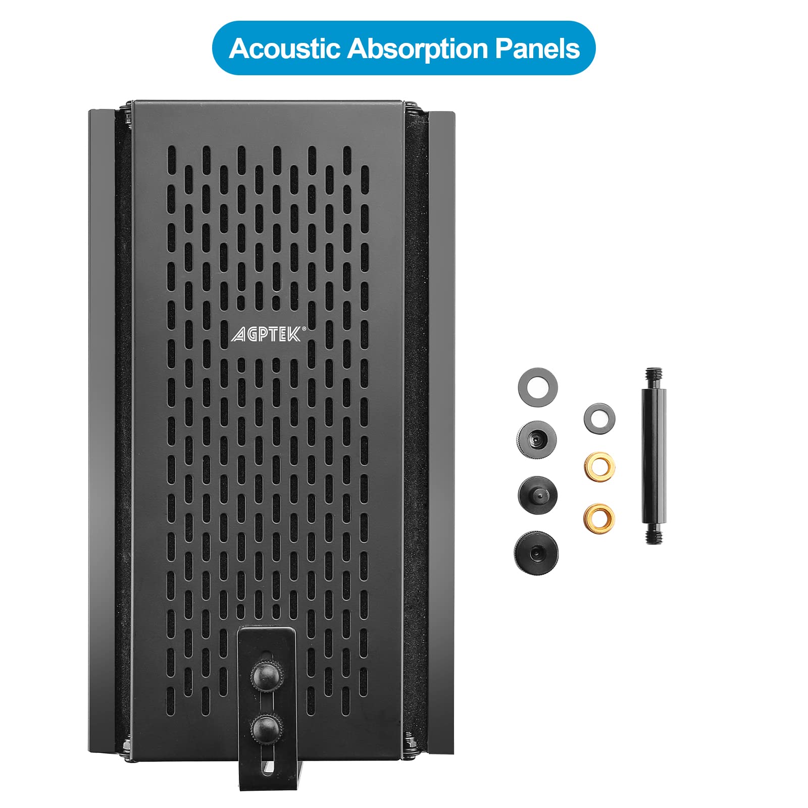 AGPTEK Microphone Isolation Shield, Foldable Adjustable Durable Studio Recording Microphone Isolator Panel for Stand Mount or Table Top-Extra Large Size
