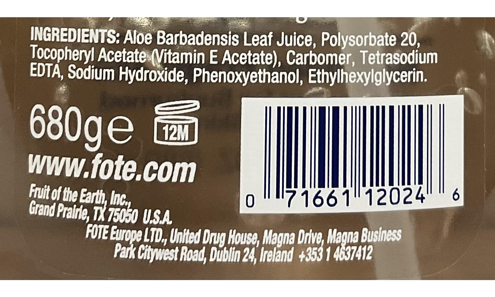 Fruit of the Earth Aloe Vera 100% Gel 24 oz (Pack of 3)