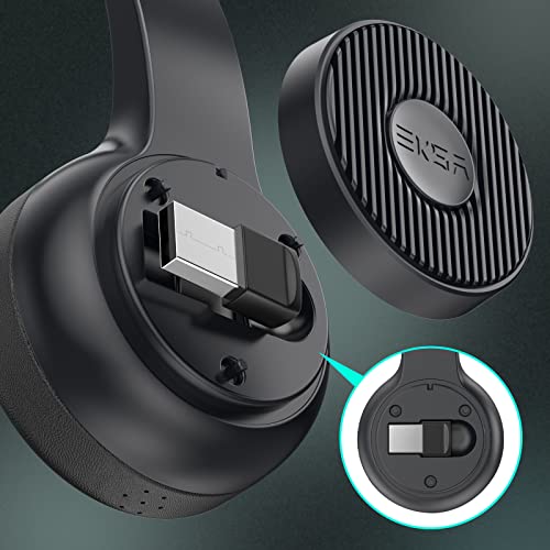 Bluetooth Headset V5.2, Wireless Headset for PC with AI Environmental Noise Cancelling Microphone (ENC), 2.4G USB Adapter, 55Hours Playtime, Stereo, Calls/Music Mode, On Ear Computer Headphones