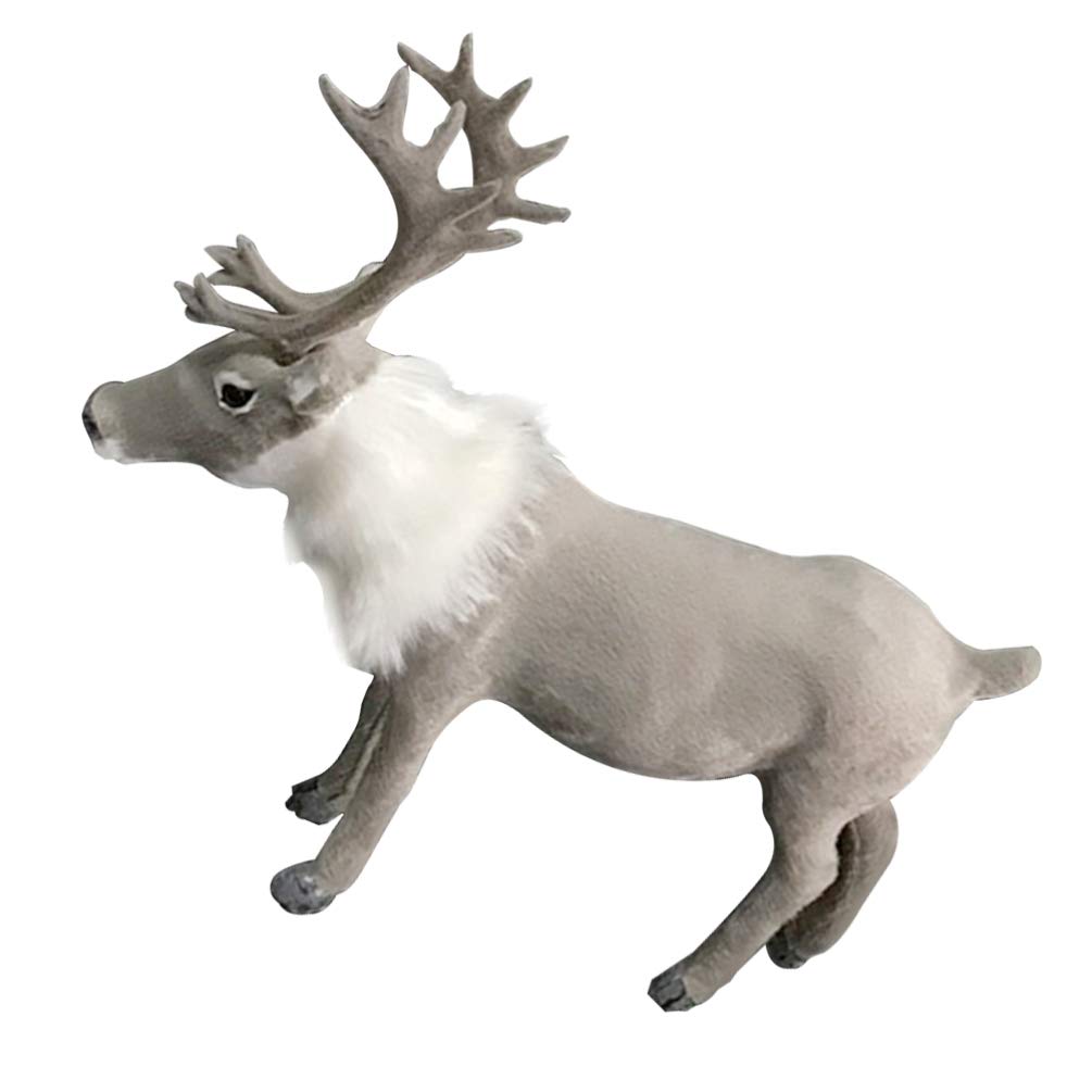 ABOOFAN Reindeer Figurine Christmas Desktop Decoration Tabletop Deer Ornaments Wild Animal Model for Holiday Winter Party Home Office Decor