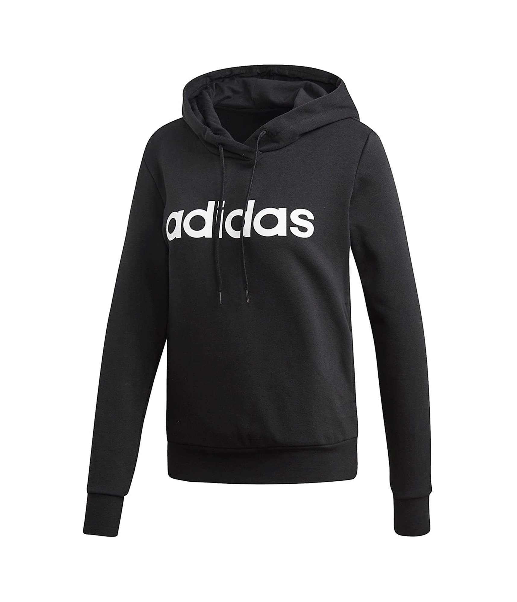 Adidas Womens Essentials Linear Pullover Hoodie Sweatshirt, Black, Medium