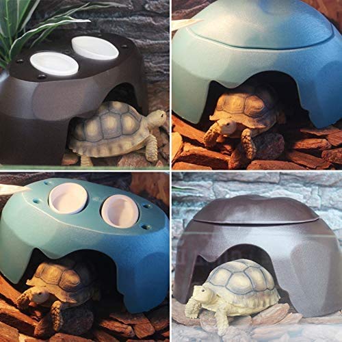 TINTON LIFE Reptile Hideouts Box with 2 Ceramic Sinks to Increase Humidity Terrarium Reptile Hide Habitat Humidify Cave for Turtle Lizard Tortoise Amphibians Snake, 9.8x5.9x5.9 Coffee