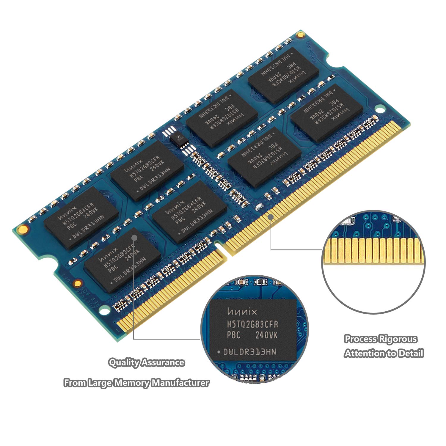 DUOMEIQI Ram DDR3 8GB Kit (2 X 4GB) PC3-8500 PC3 8500S DDR3 1066MHz SO-DIMM CL7 204 Pin 1.5v 2RX8 Sodimm DDR3 Non-ECC Unbuffered Notebook Memory Laptop RAM Modules