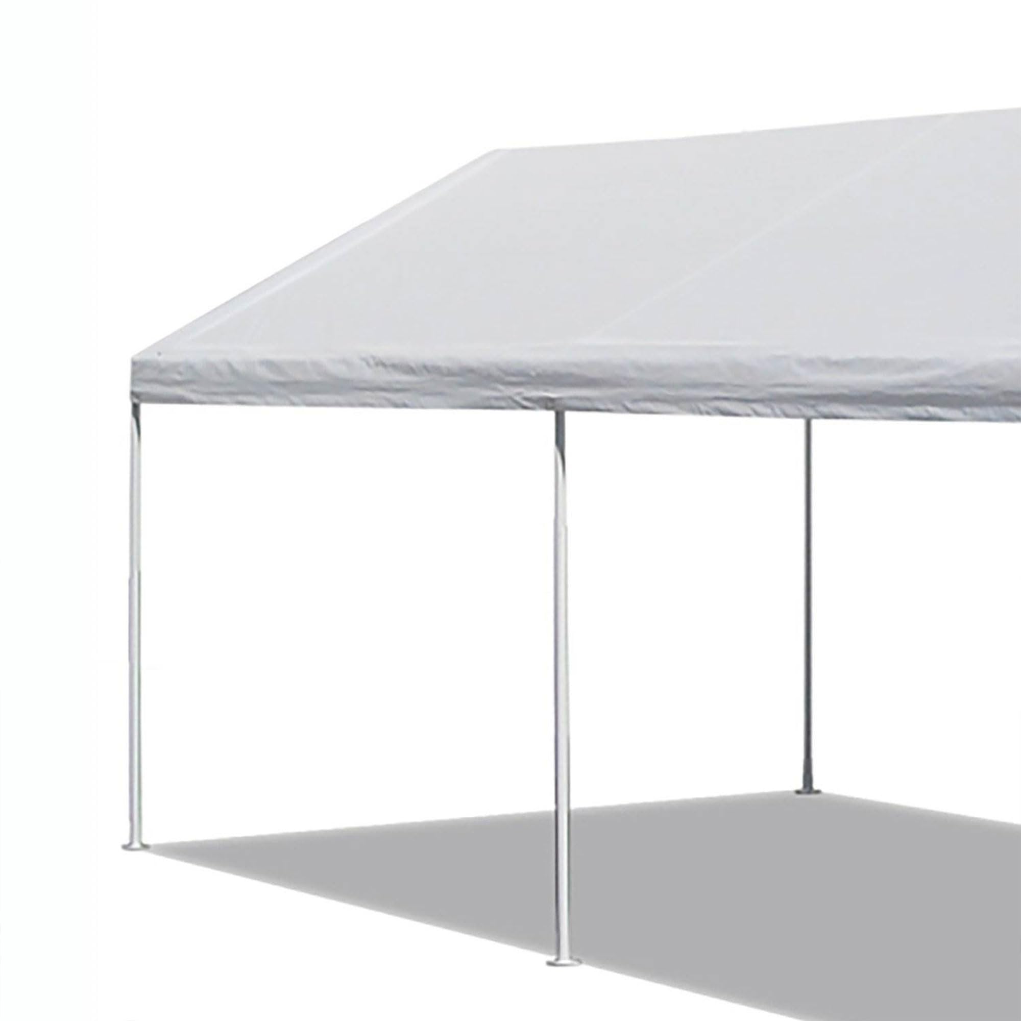 Caravan Canopy Powder Coated Heavy Duty Steel Frame Pop Up Carport with 6 Steel Stakes for Outdoor Activities and Events, White