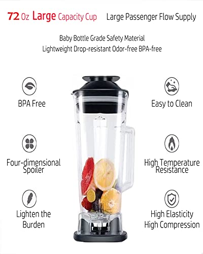 HESINLY Professional Countertop Blender with 2200-Watt Base 72 Oz Jar Multifunctional Household Blender for Smoothies, Shakes & Frozen Drinks