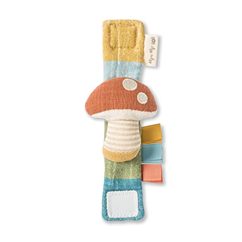 Itzy Ritzy Wrist Rattle β Wearable Itzy Bitzy Rattle for Babies; Made of Soft Cotton and Easily Attaches to Wrist; Makes Gentle Rattle Sound; Mushroom