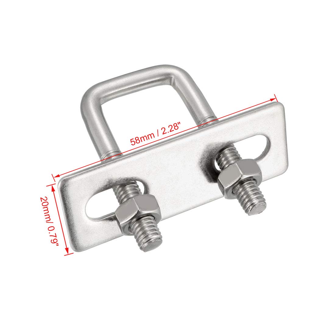 uxcell Square u-Bolts 0.79"(20mm) Inner Width 45mm Length M6 304 Stainless Steel U Bolt with Nuts Frame for Boat Trailer