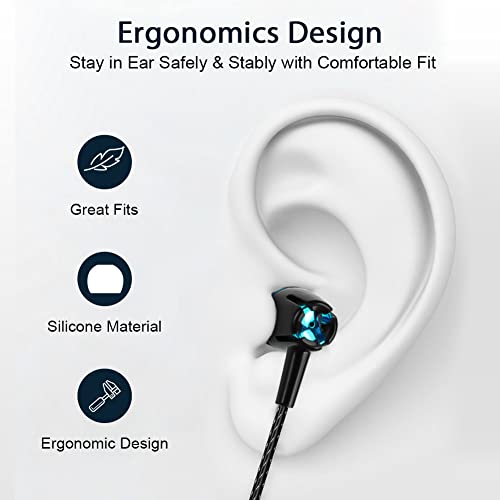 CHMUYIL Earbuds Wired with Microphone Pack of 5, in-Ear Wired Headphones with Microphone for Phone, iPod, iPad, MP3, Samsung, Walkman and Most 3.5 mm Jack Devices
