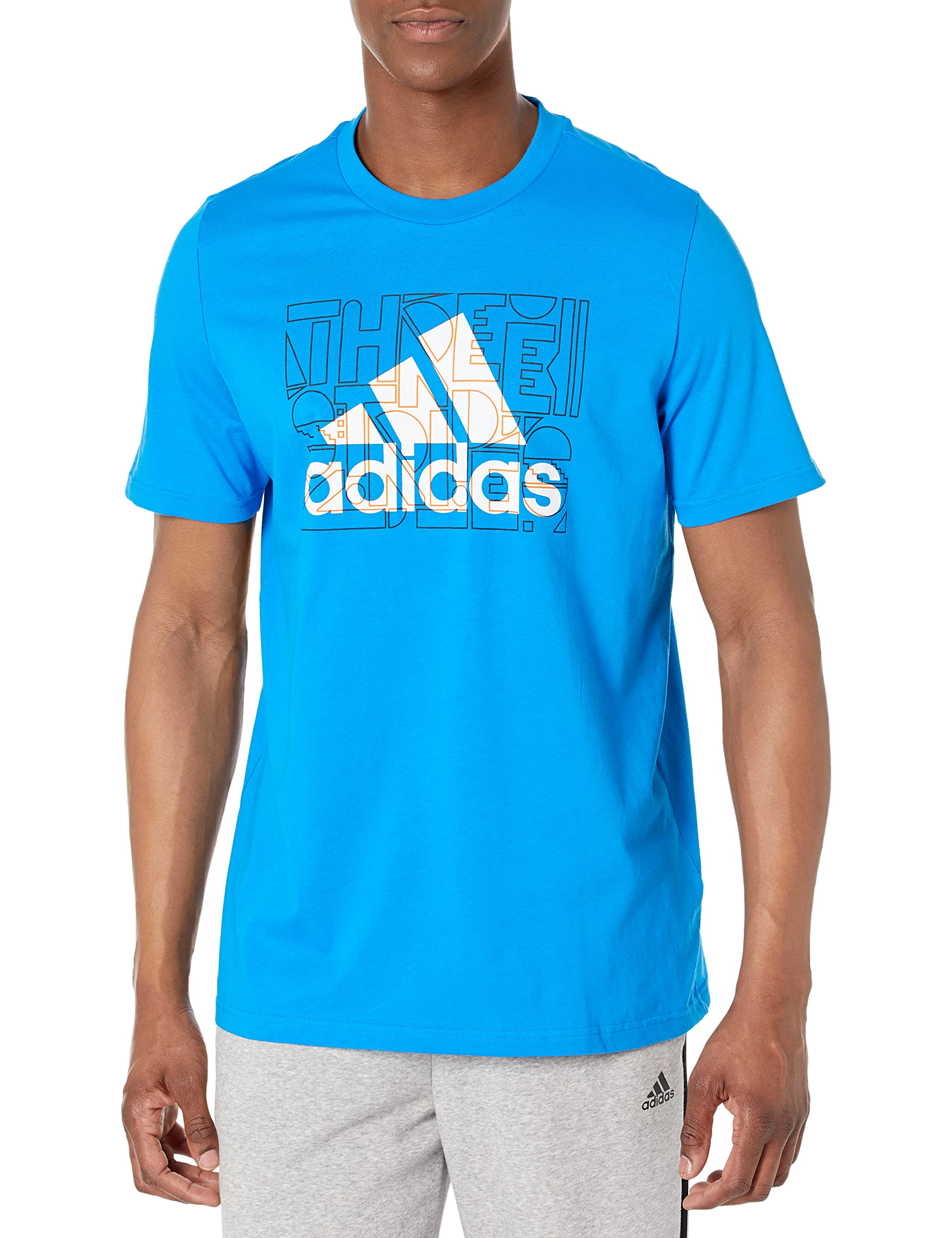 adidas Men's E-Gaming Badge of Sport Graphic Tee, Bright Blue, X-Large