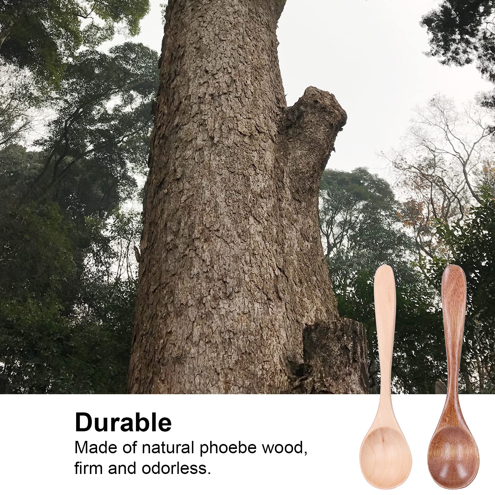 Actaday Cooking Utensils 2Pcs/Set Wooden Spoon with Curved Handle Mixing Scoop for Home Kitchen Kitchenware Restaurant