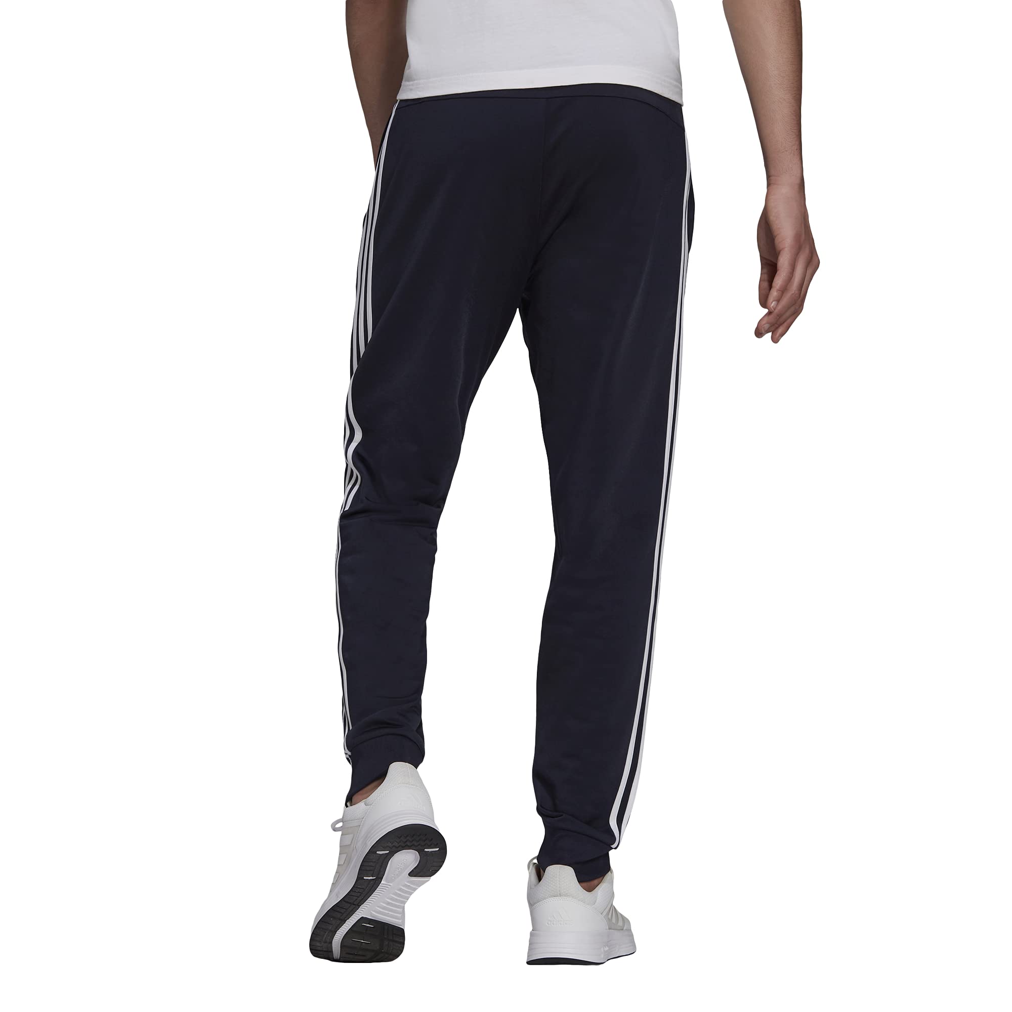 adidas Men's Essentials Warm-Up Slim Tapered 3-Stripes Tracksuit Bottoms, Legend Ink/White, Small