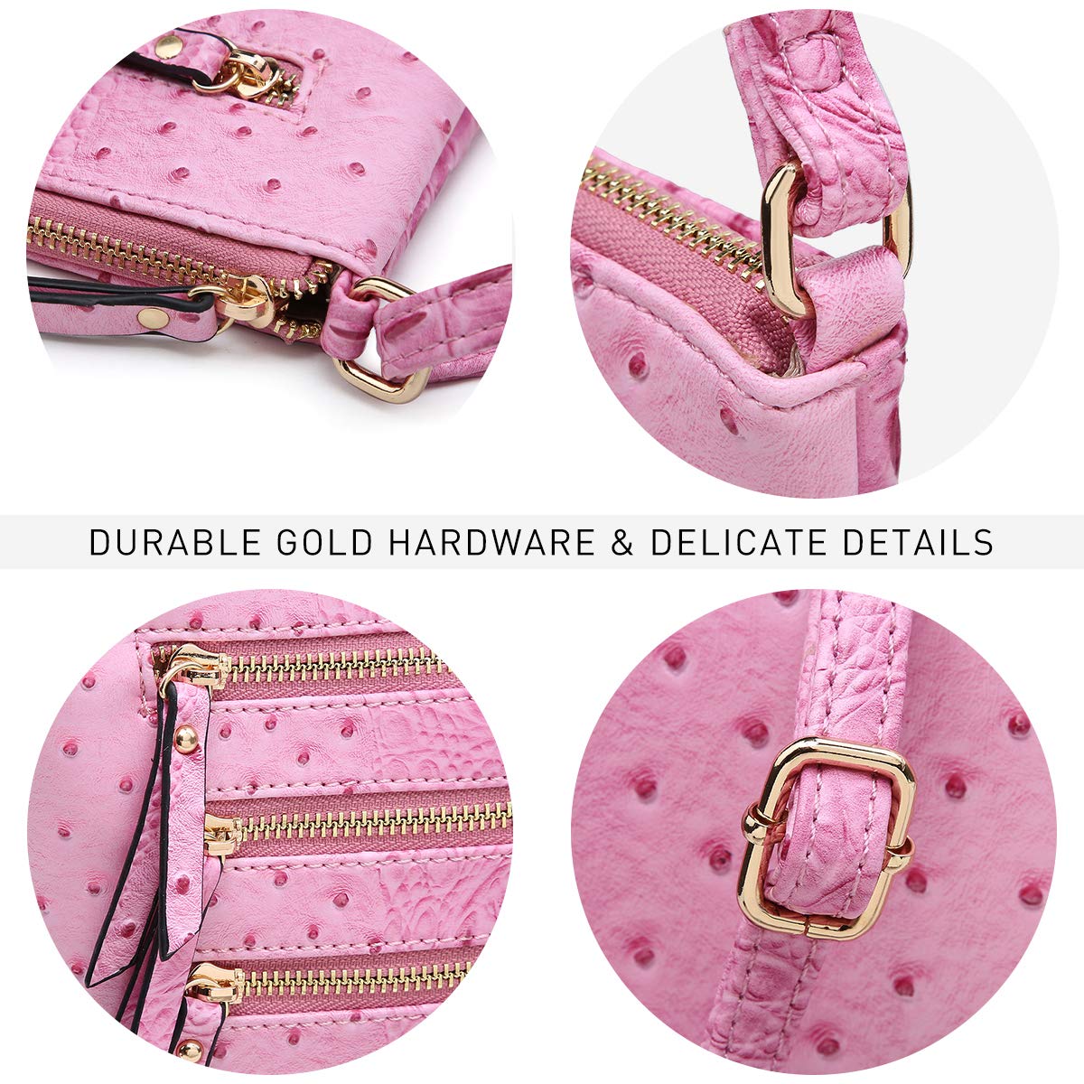 Dasein Crossbody Purse for Women Vegan Leather Shoulder Handbags Messenger Bags with Multi Zipper Pockets