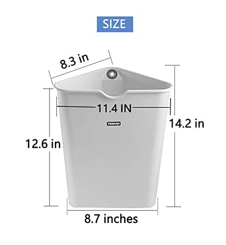 Triangle Space-Saving Trash Can for Corner, 2.6 Gallon Durable Plastic Garbage Bin for Kitchen, Bathroom, RV, Coffee Bar, Small Grey Triangular Container, Slim Open Top Wastebasket for Narrow Spaces