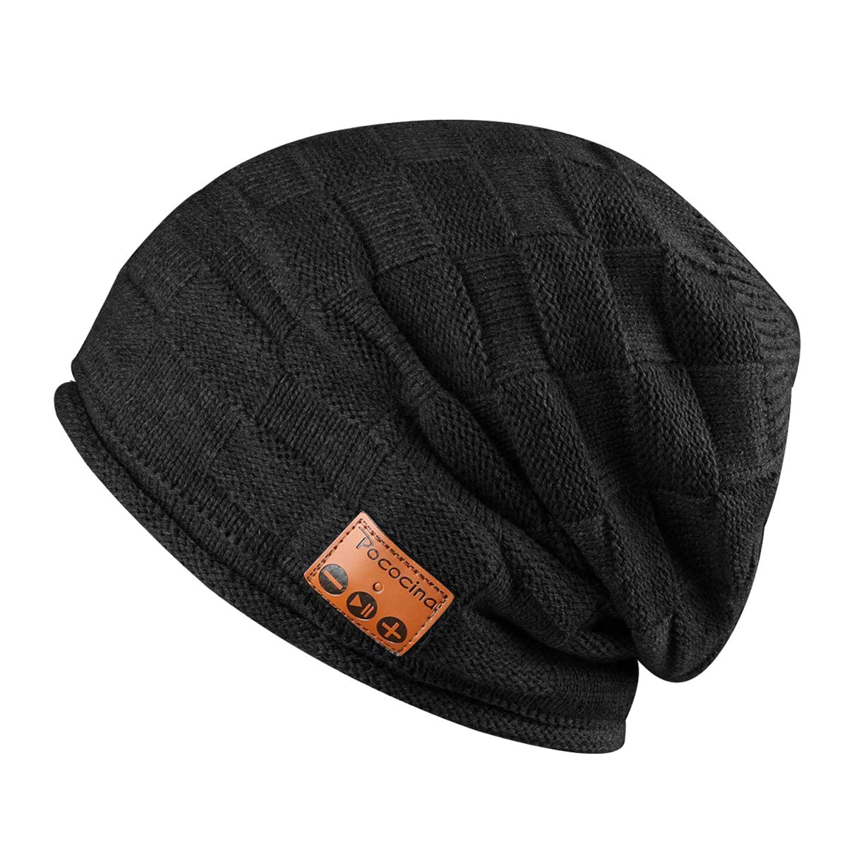 Wireless Beanie for Men, Smart Music Knit Winter Hat with Speaker Mic for Fitness Outdoor Sports, Black