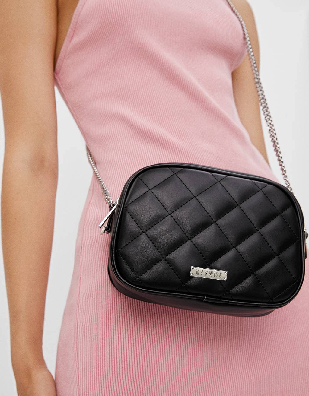 MAXWISE Quilted Crossbody Bags Crossbody Purse Small Crossbody Shoulder Bag with Chain Strap Side Purse for Women