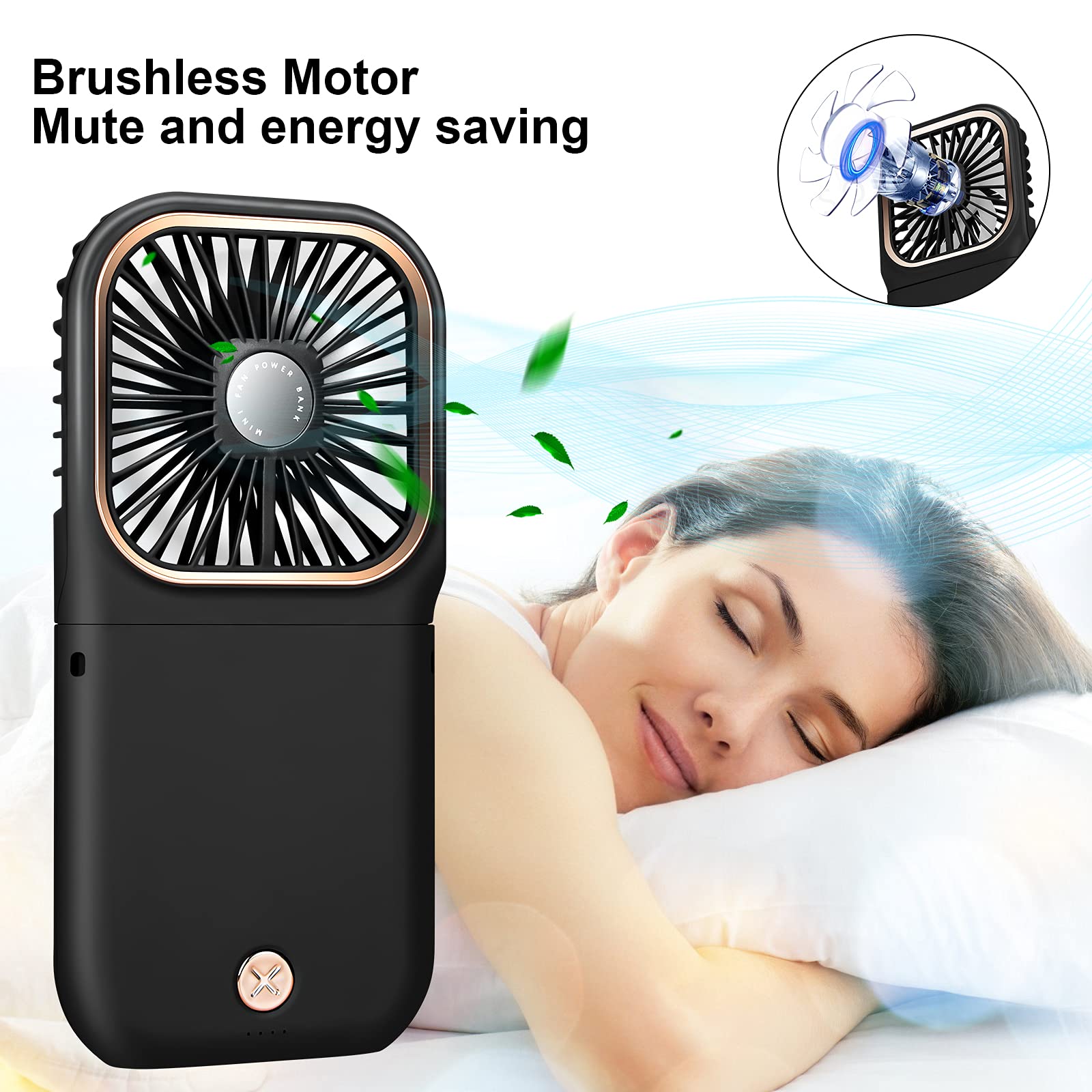DAVID ROCCO Handheld Fan Mini Portable Fan, 2022 Upgrade Small Personal Fan with 3 Speeds Neck Fan Rechargeable Portable Fan, Good for Travel Home Office School Queue